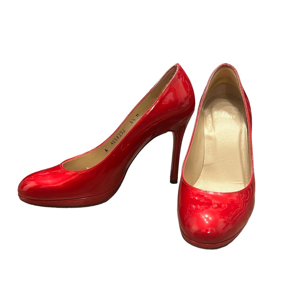 Stuart Weitzman Patten, Leather, Red Pumps. 6.5. - Gem
